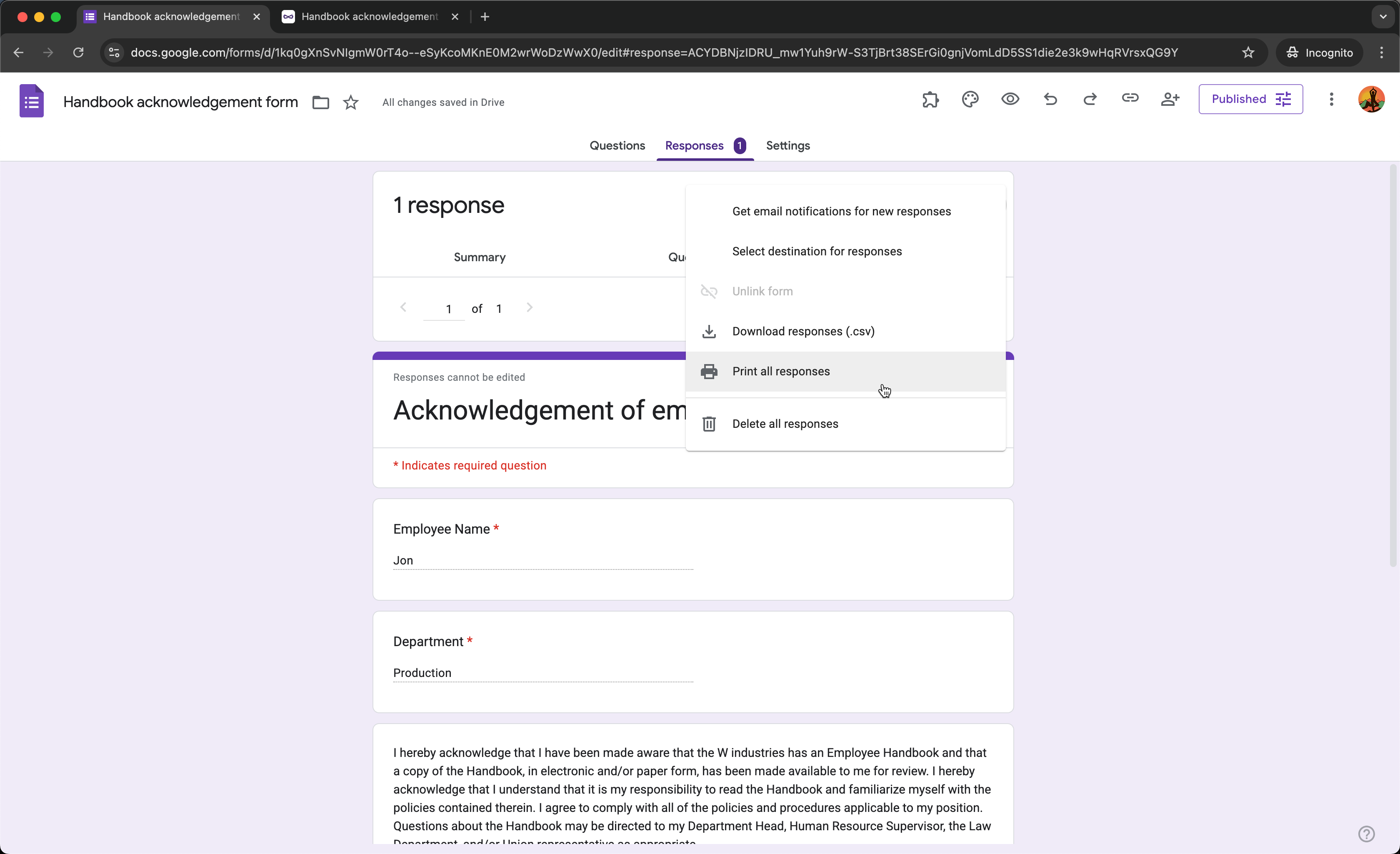 How To Download Google Forms Responses As Pdf Document Signature